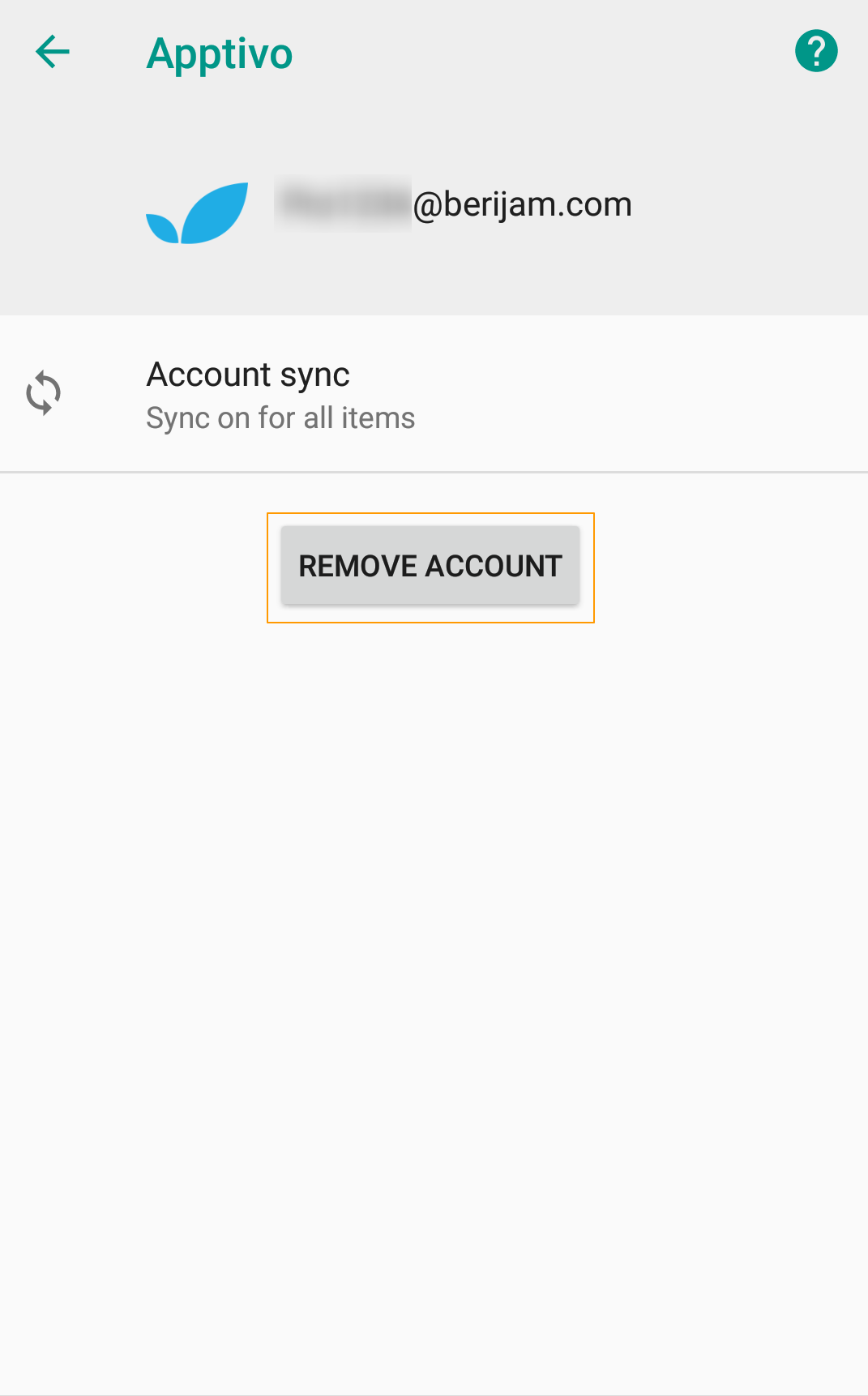 How to remove the Apptivo account in the Android Platform?
