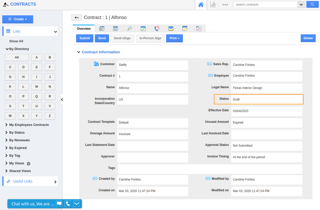 How to edit an existing contract in Apptivo?