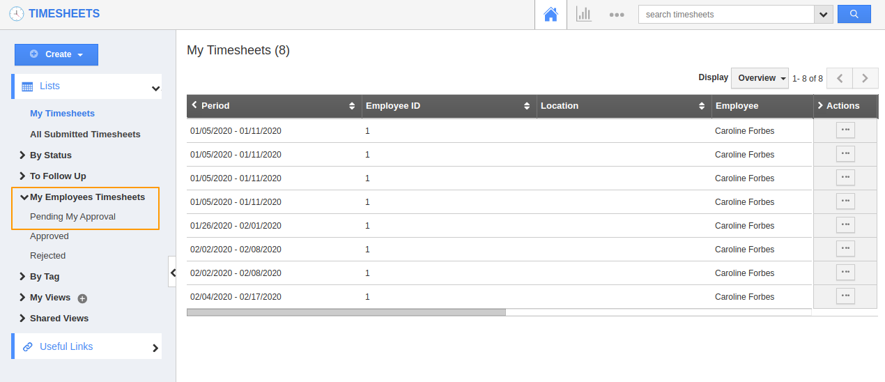 How do you set up an approval workflow in Timesheets?
