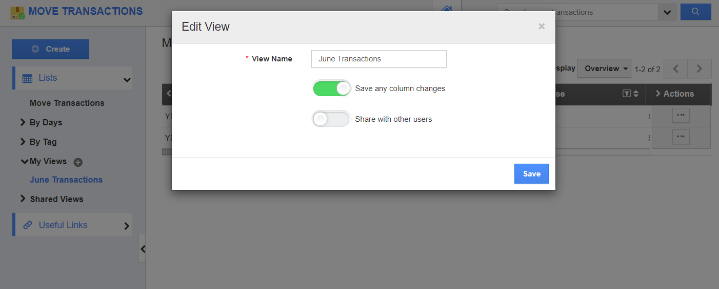 How Do I Edit A View In The Move Transactions App