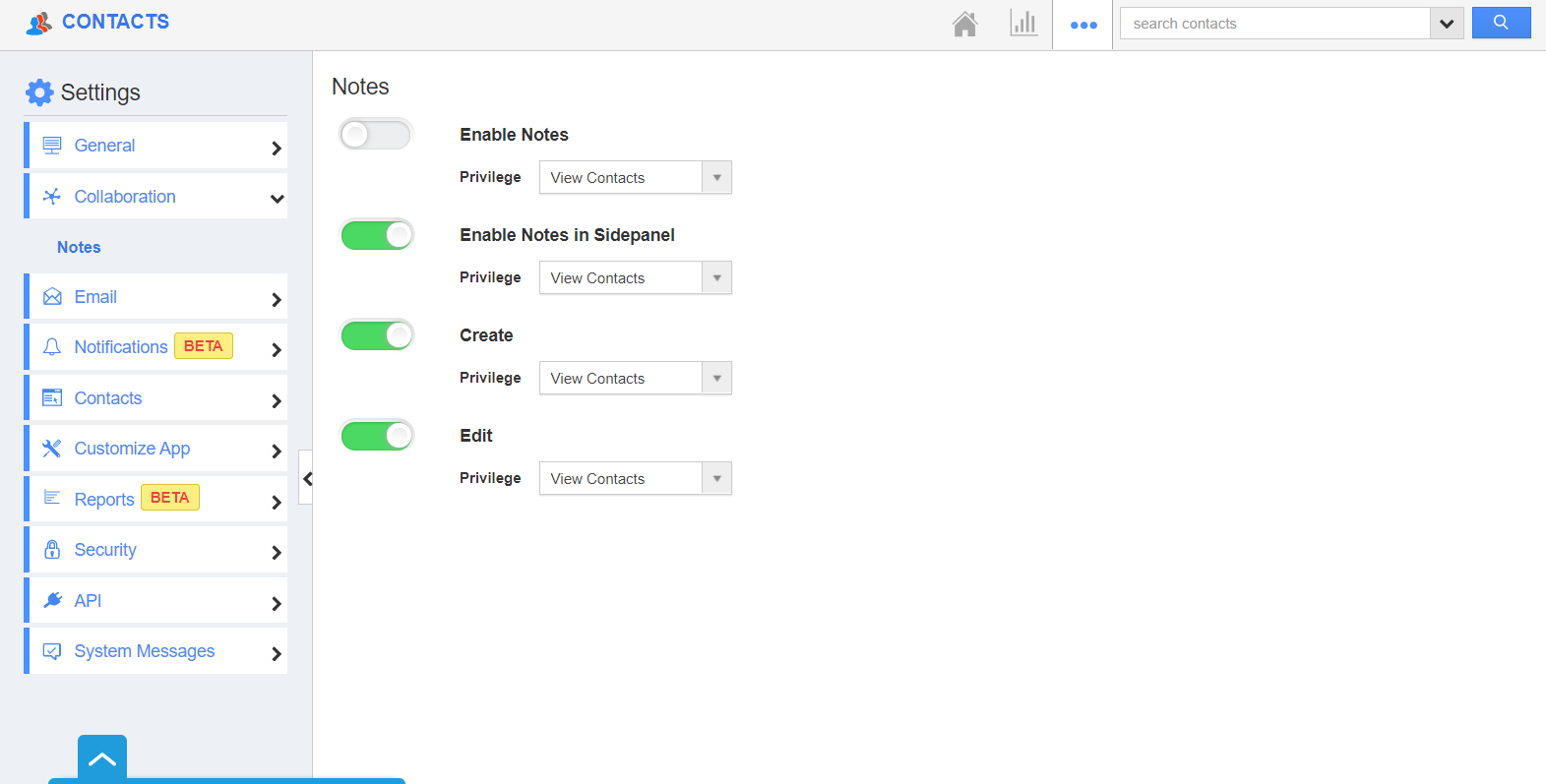 How do I Enable Notes in Contacts App?