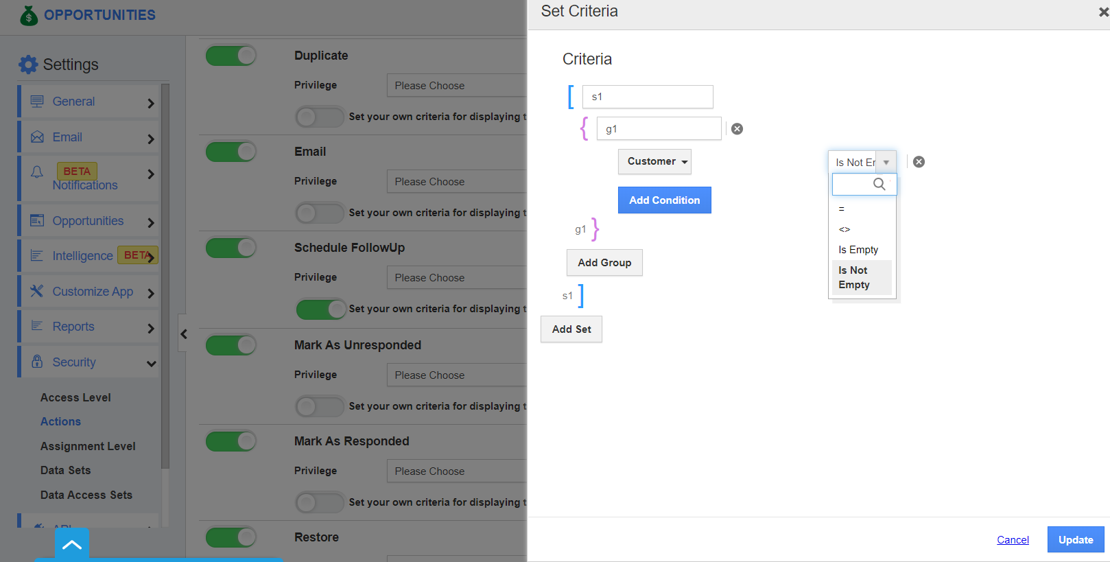 How do I set my own criteria to schedule a follow up for an opportunity ...