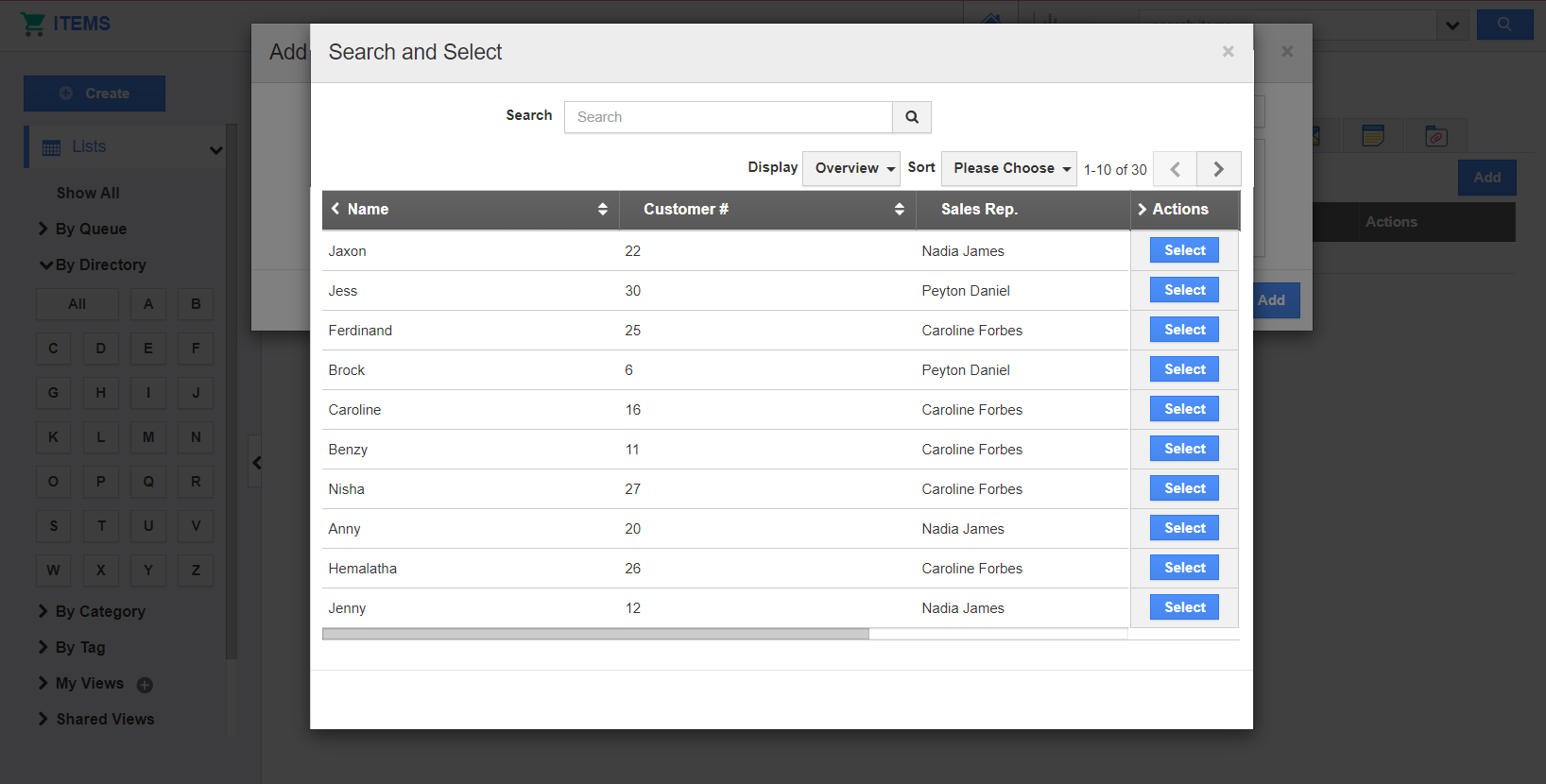 How do I associate multiple customers to the same item in the Items App?