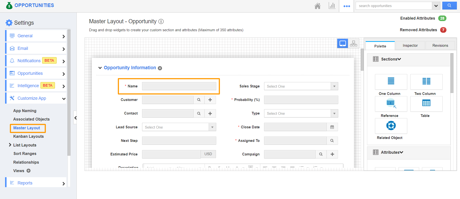 How to configure the maximum text length of the opportunities?