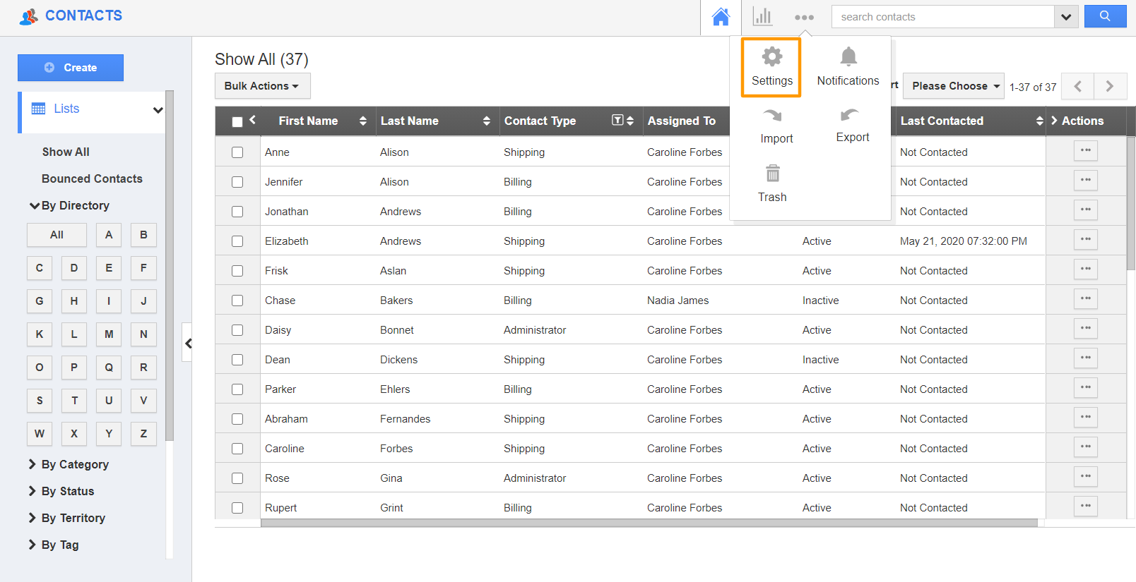 How to set the default sort range in the Contacts App?