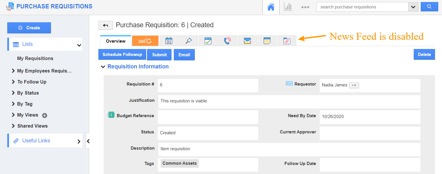 How do I Customize Collaboration in Purchase Requisitions App?
