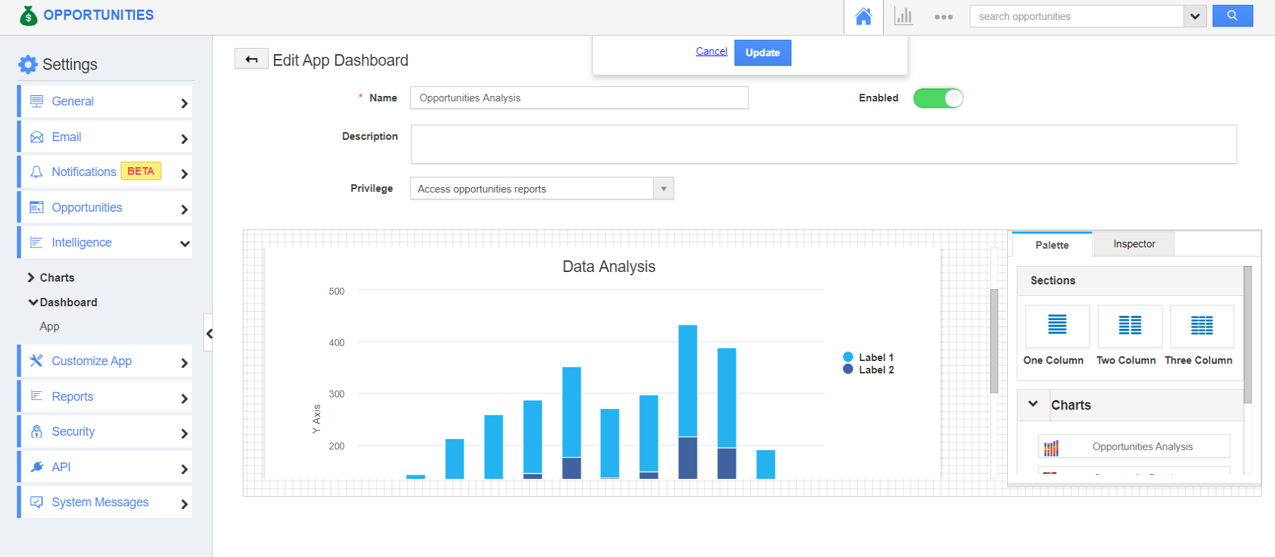 How do I configure the Stacked Column Chart in the Intelligence ...