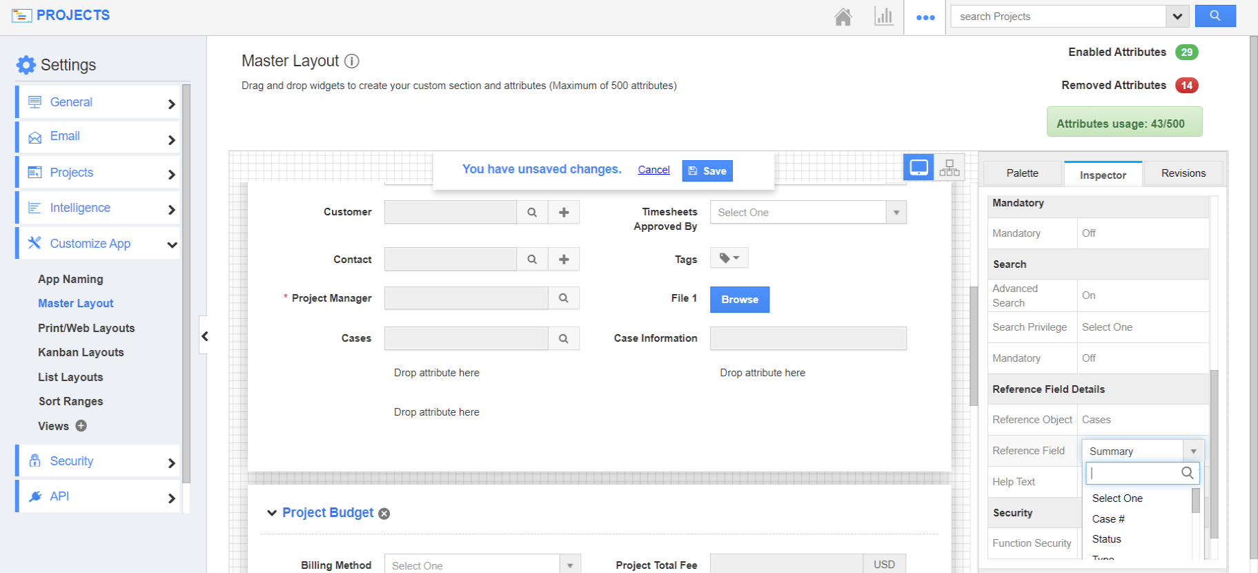 How to add Ref App Fields in the Projects app of Apptivo?
