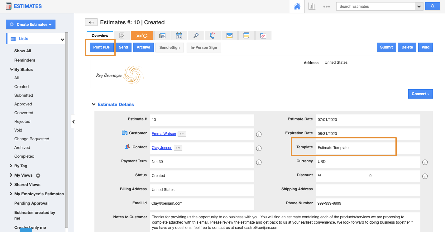 How to customize the attached PDF file name in Apptivo?