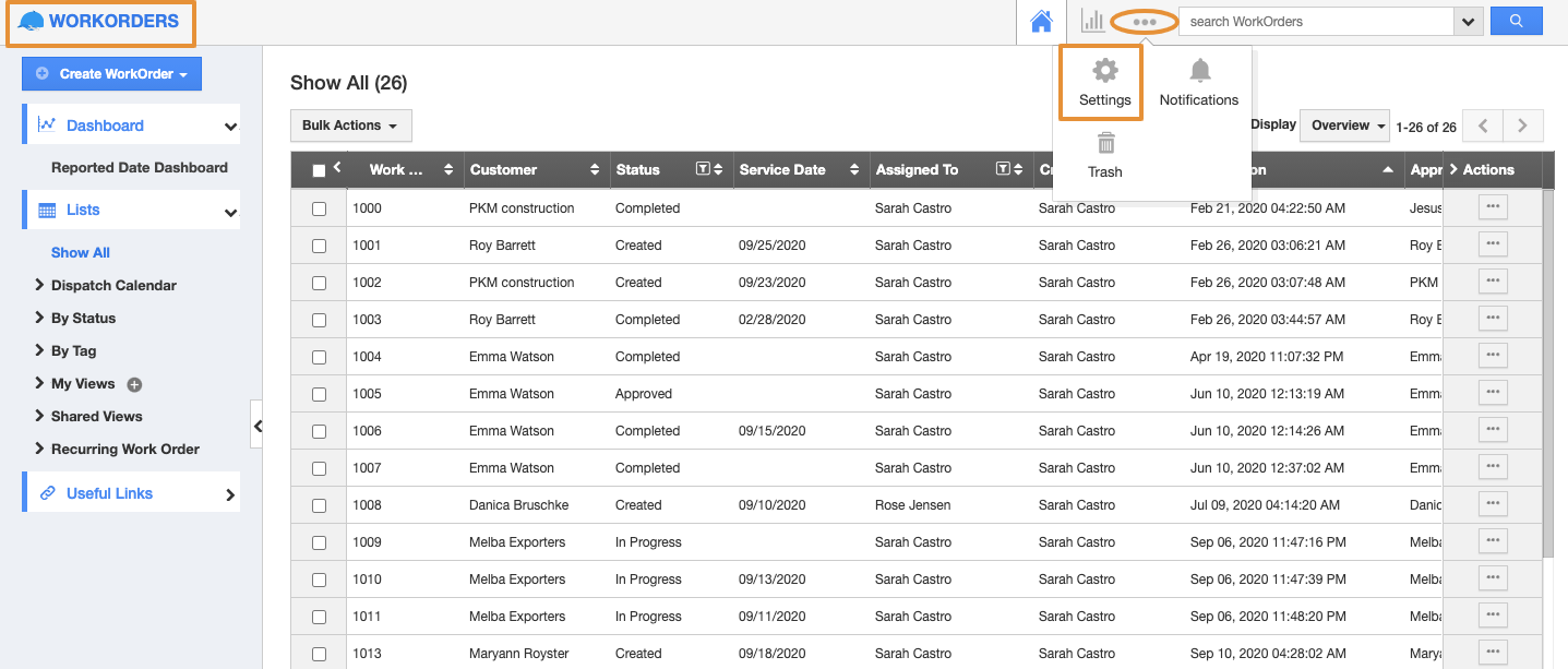 How to rearrange the fields in the PDF template in the Work Orders app?