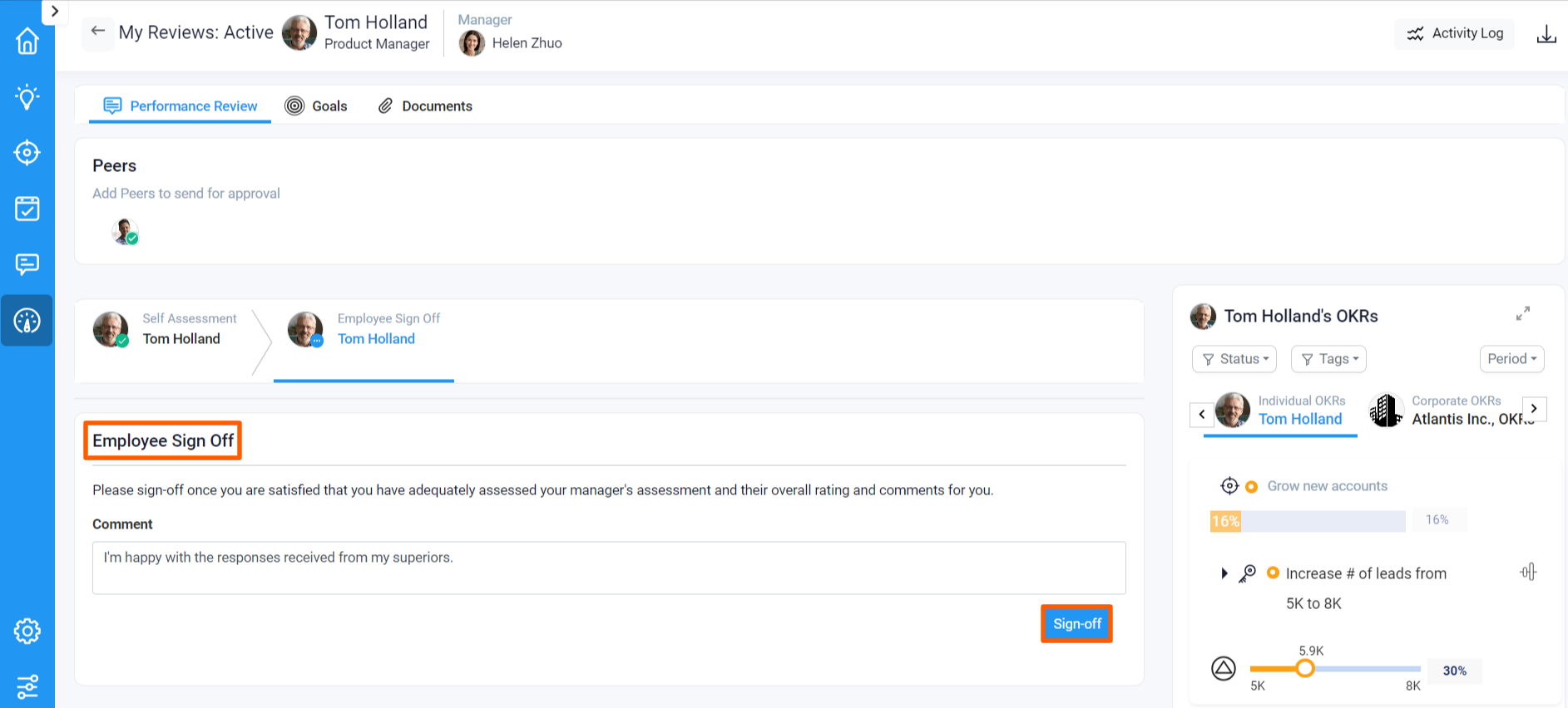 How do I enable employee Sign-off in the performance assessment of ...