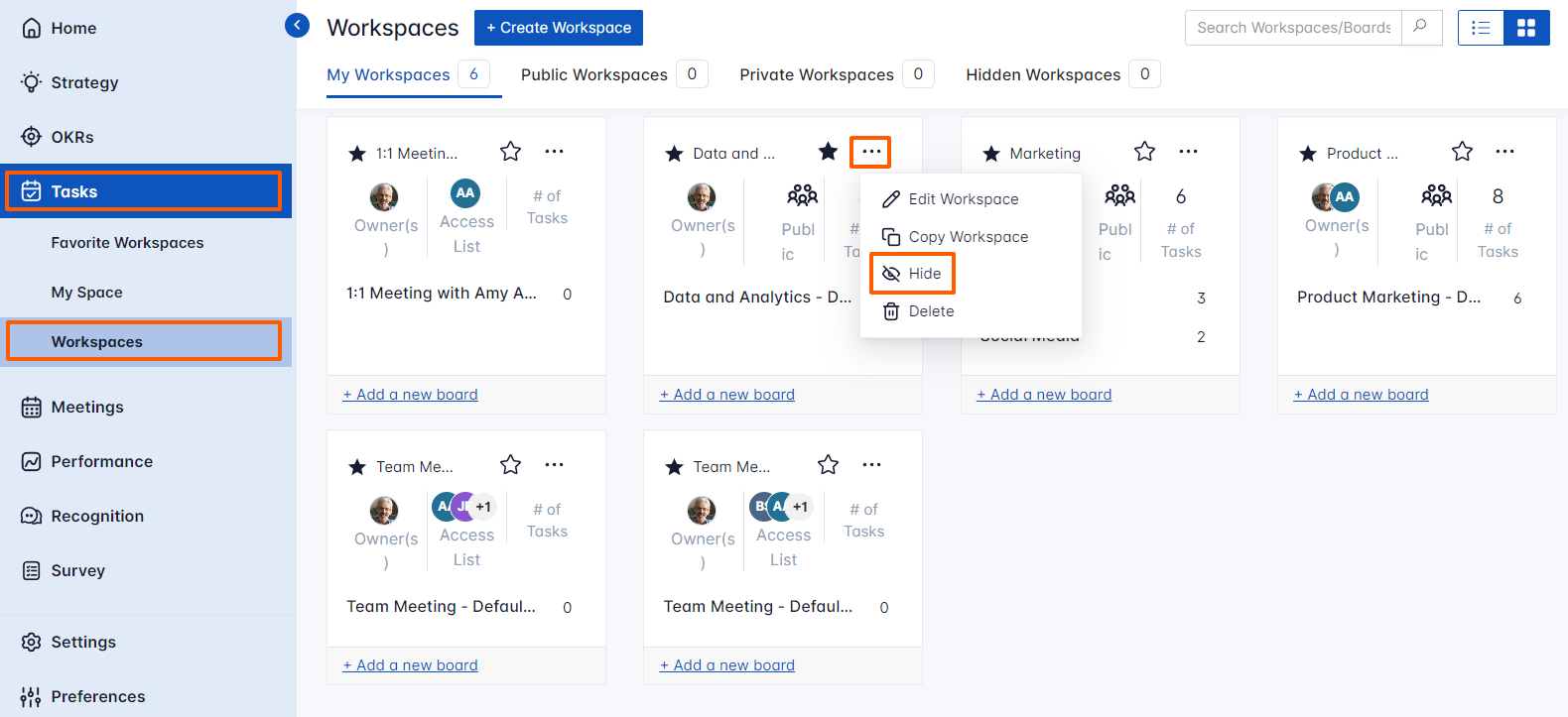 How to hide the Workspaces in Task Management ?|Q&A|Profit.co