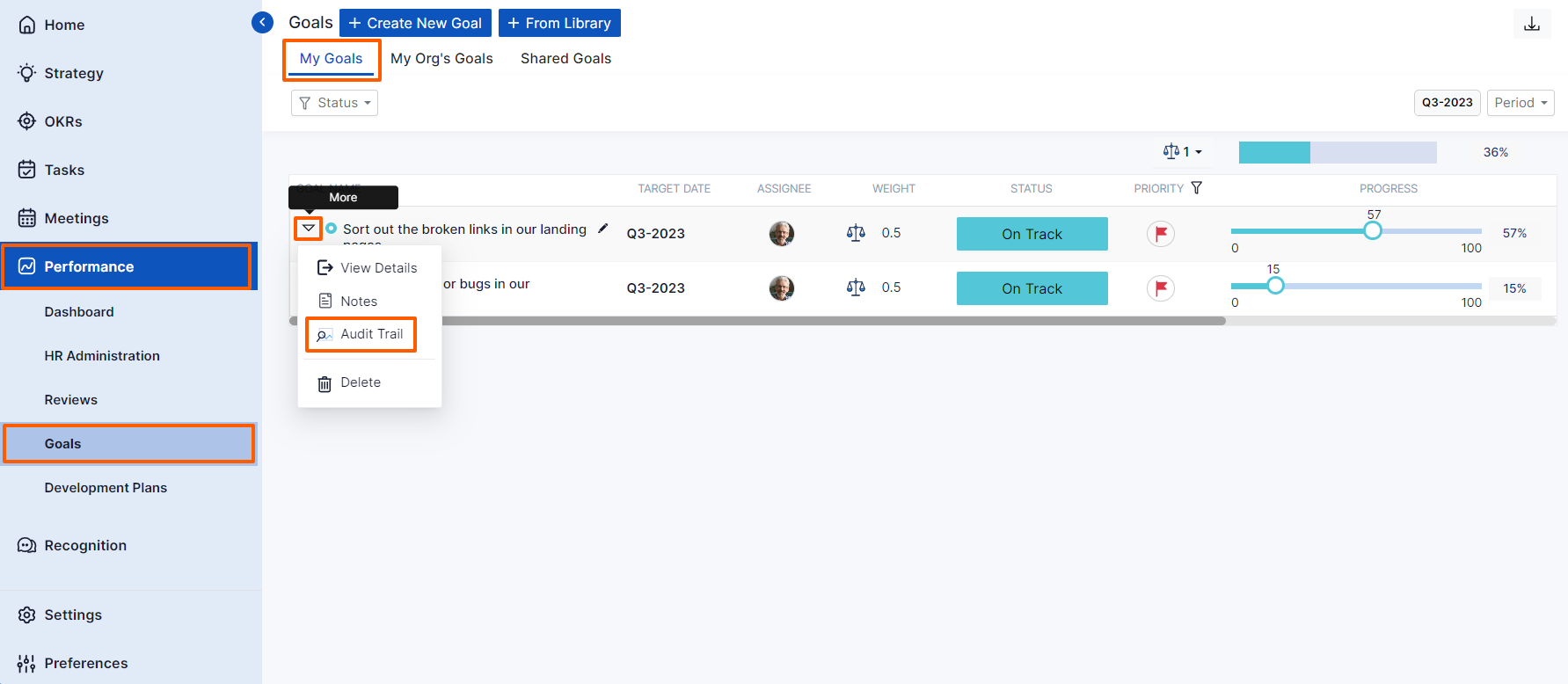 How to check the check-in process for each goal level?|Q&A|Profit.co