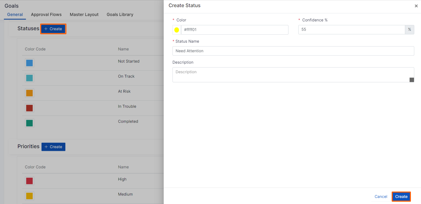 How to create Statuses and Priorities in Goals?|Q&A|Profit.co