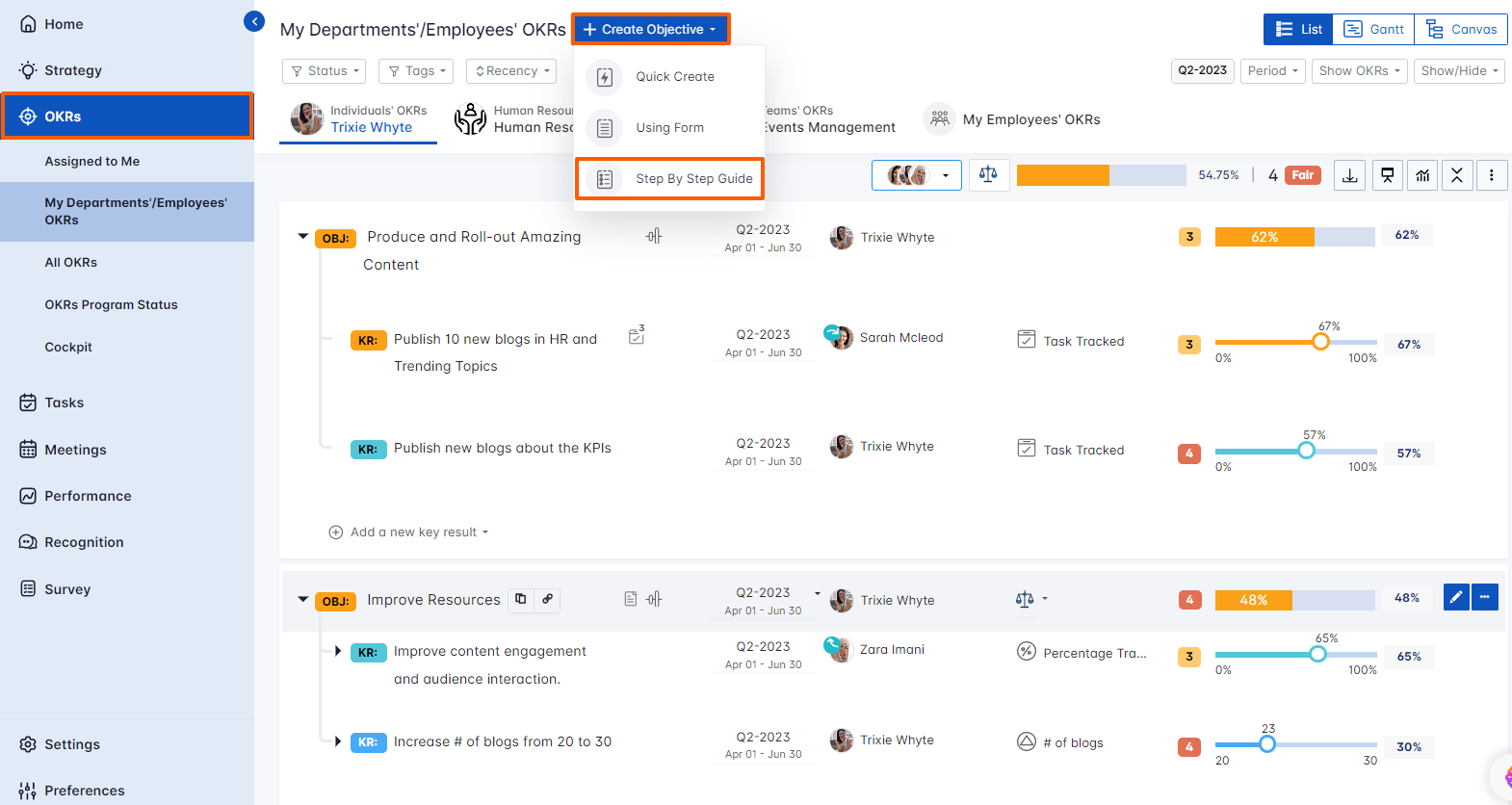 Create an Objective via Step-by-step method? | OKR Software | Profit.co