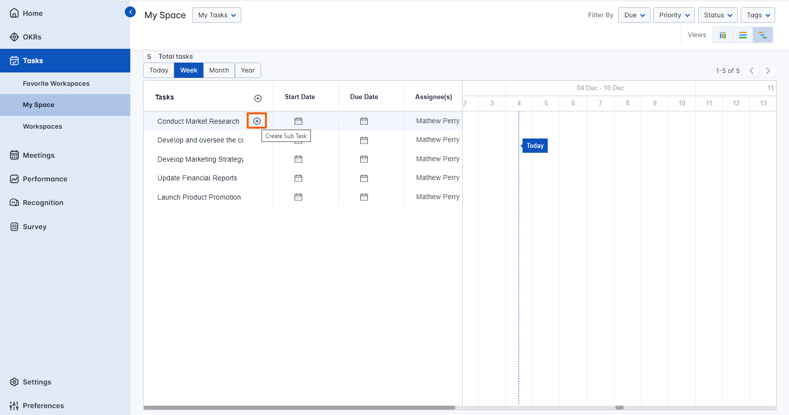 How to create a task from the Gantt chart view? |Q&A| Profit.co