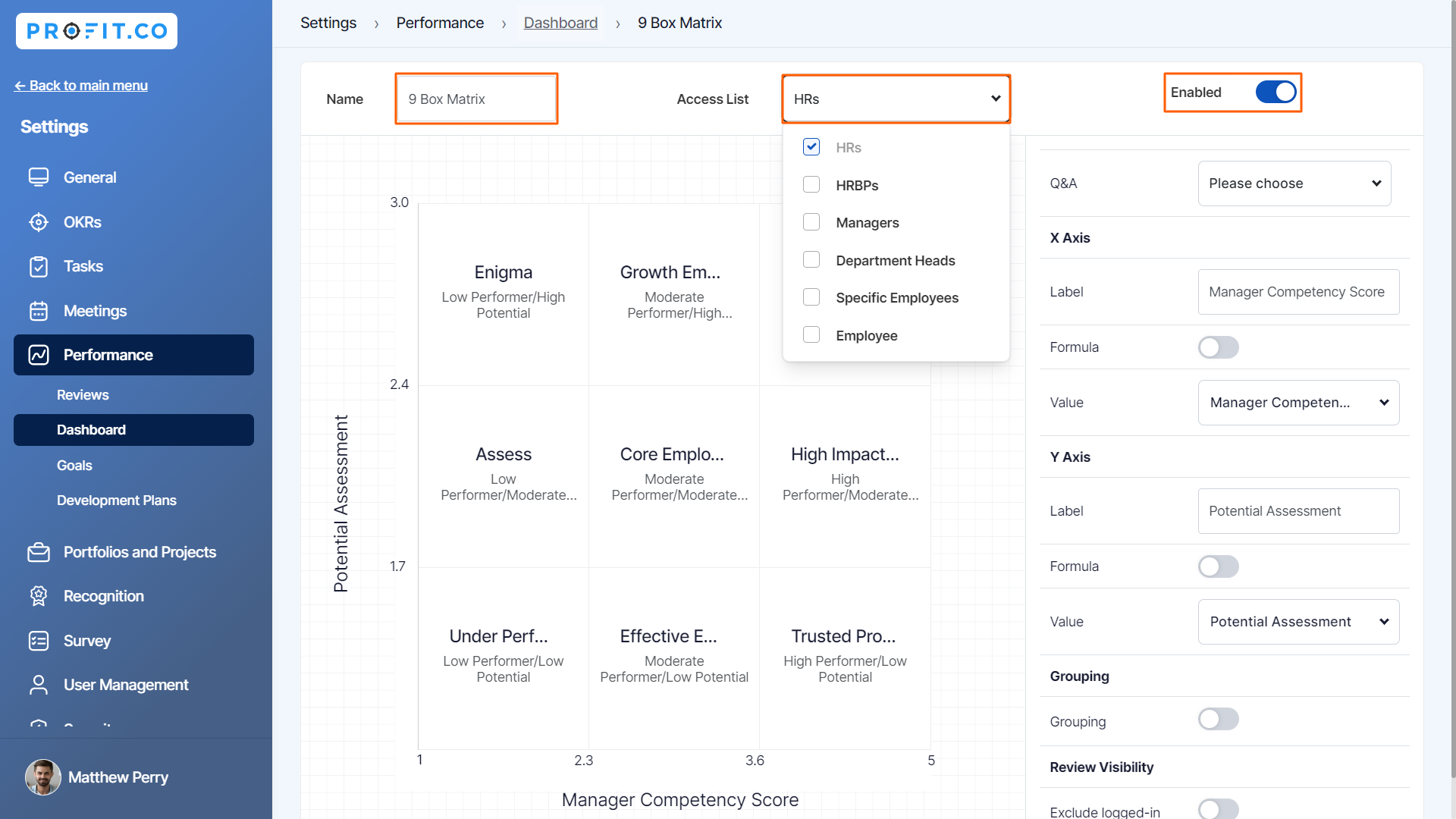 How to customize the 9 box matrices in Profit.co?|Q&A|Profit.co