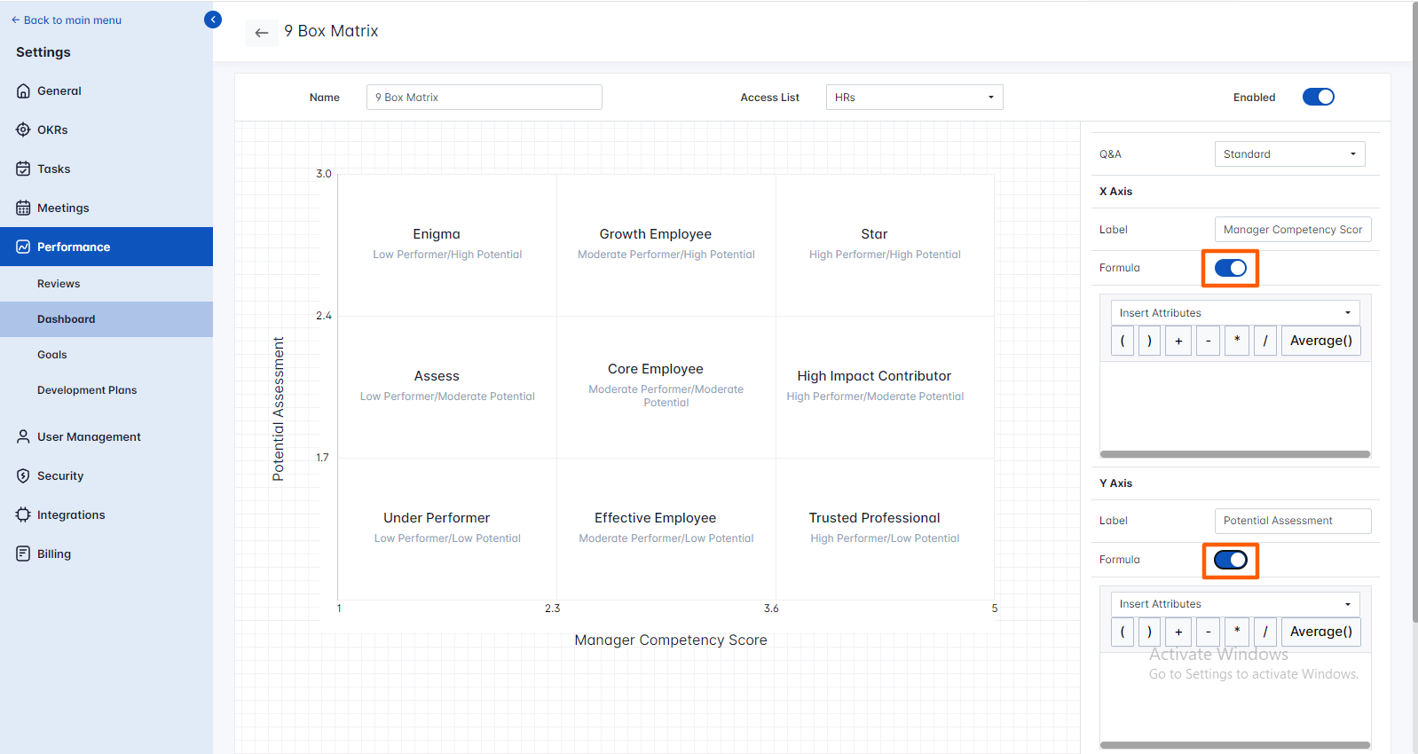 How to set formulas in a custom 9 Box Matrix?|Q&A|Profit.co