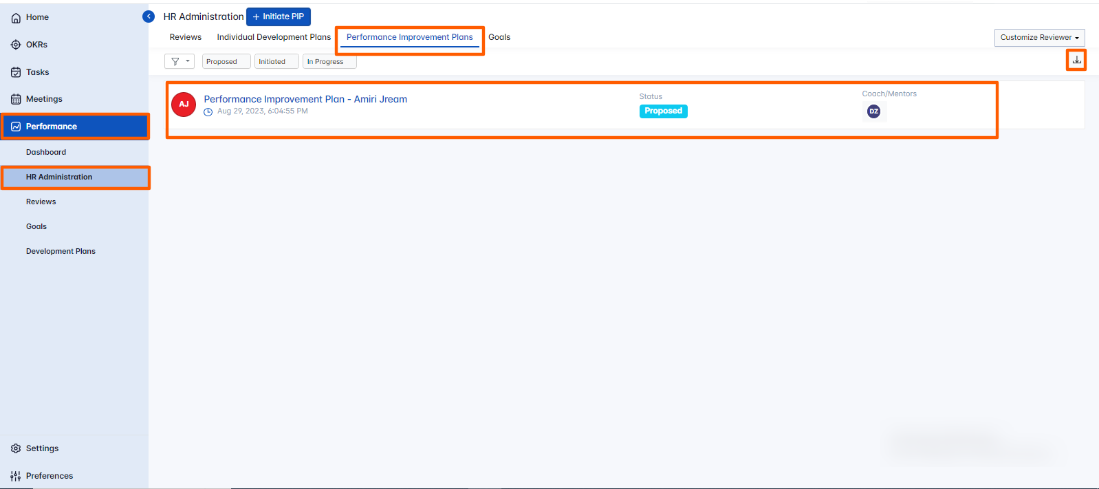 How to download reports for the Performance Improvement Plan?|Q&A|Profit.co