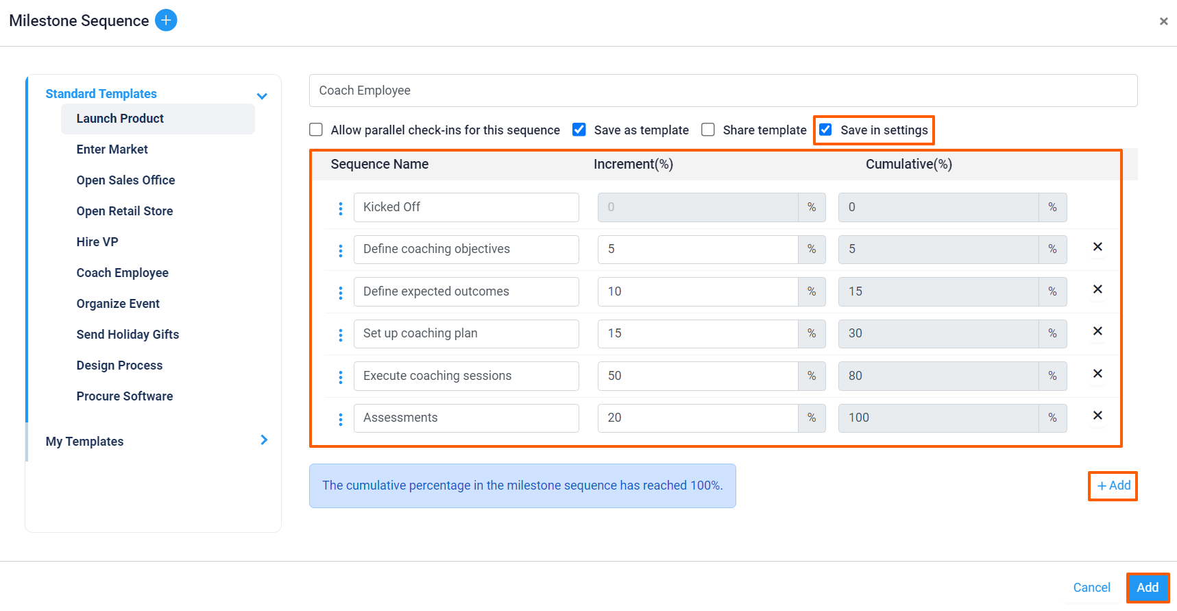 How to set-up a new milestone sequence | Profit.co