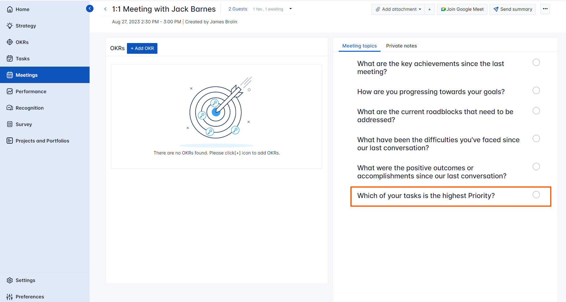 How to add/edit talking points for the Meetings?|Q&A|Profit.co