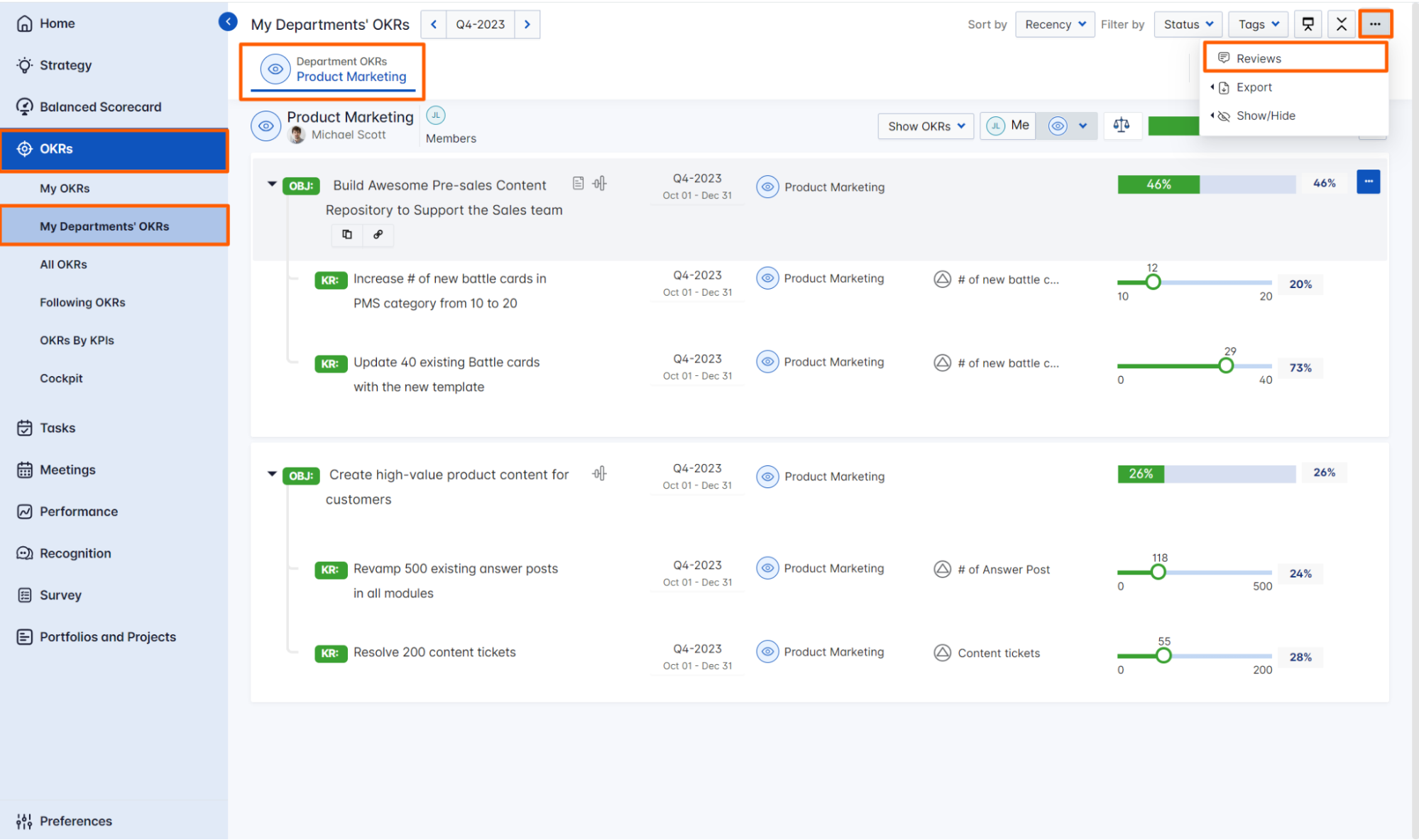 OKR review using PPP approach | OKRs | Q&A | Profit.co