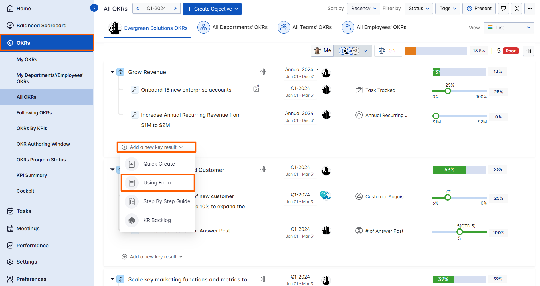 Connect KPI with key Result| Q&A | Profit.co