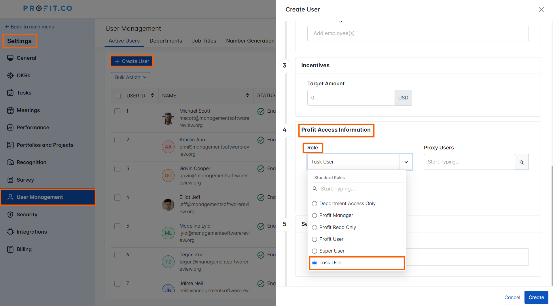How to assign a Task user role while creating a new user in Profit.co?|Q&A|Profit.co