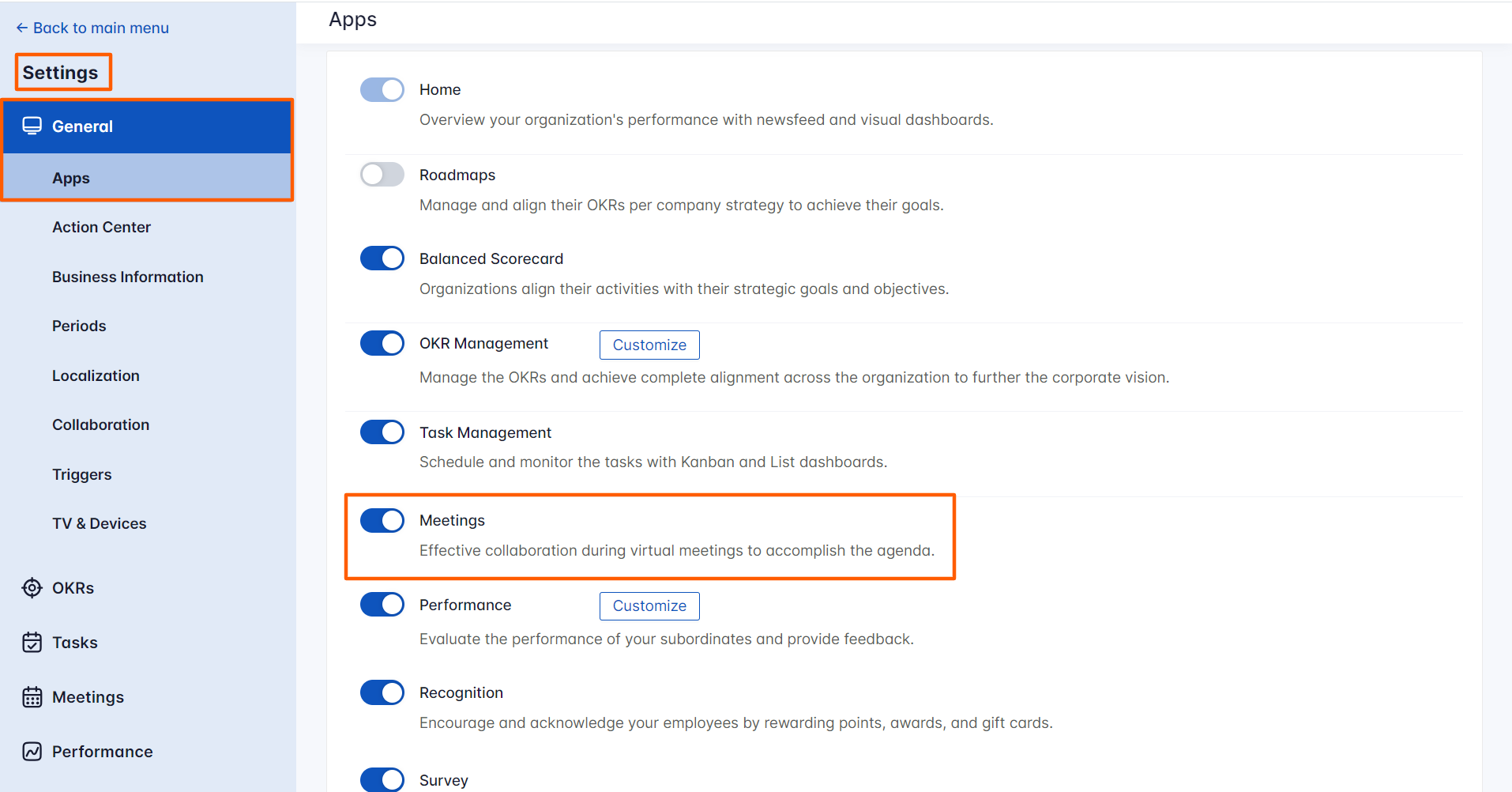 How to enable/disable meetings on the left side navigation panel?|Q&A ...