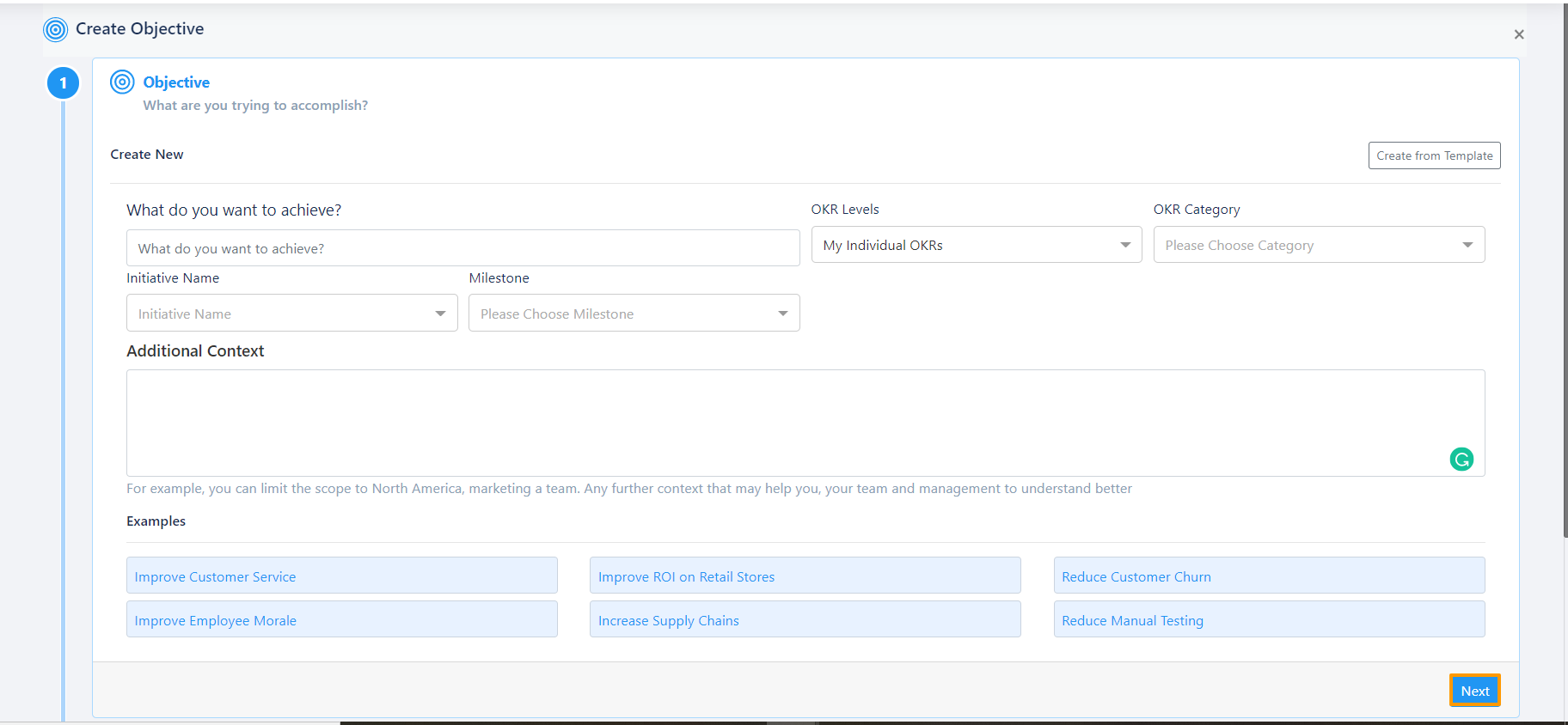 Create an Objective via Step-by-step method? | OKR Software | Profit.co