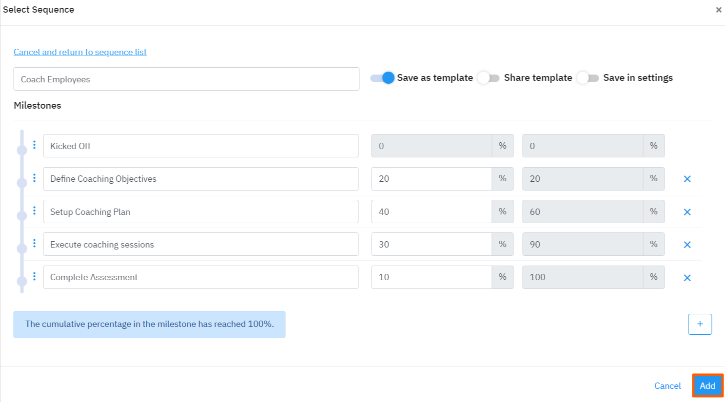 How to set-up a new milestone sequence | Profit.co