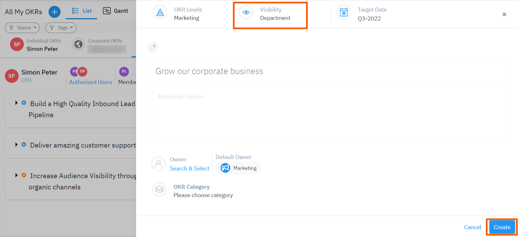 How to create objectives with restricted visibility?|Q&A| Profit.co