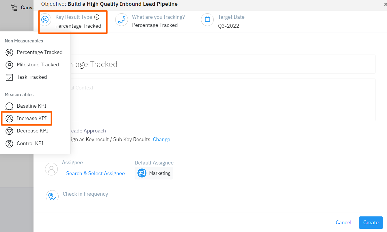 How do I create a Key Result using Increase KPI? | OKR Software | Profit.co