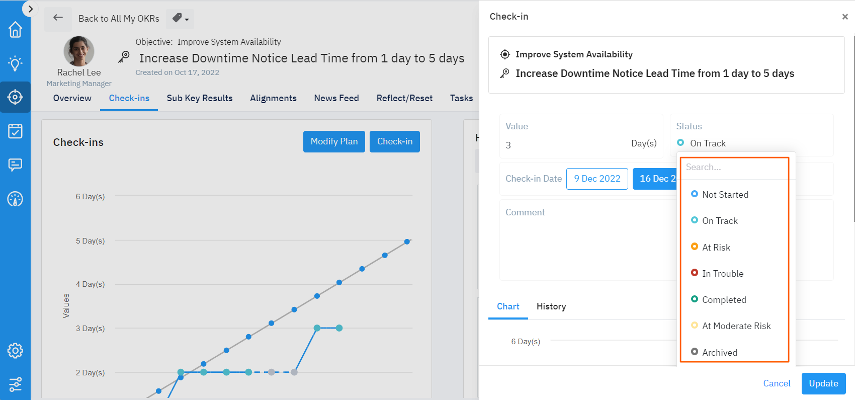 Color codes and OKR Status | Q&A | Profit.co