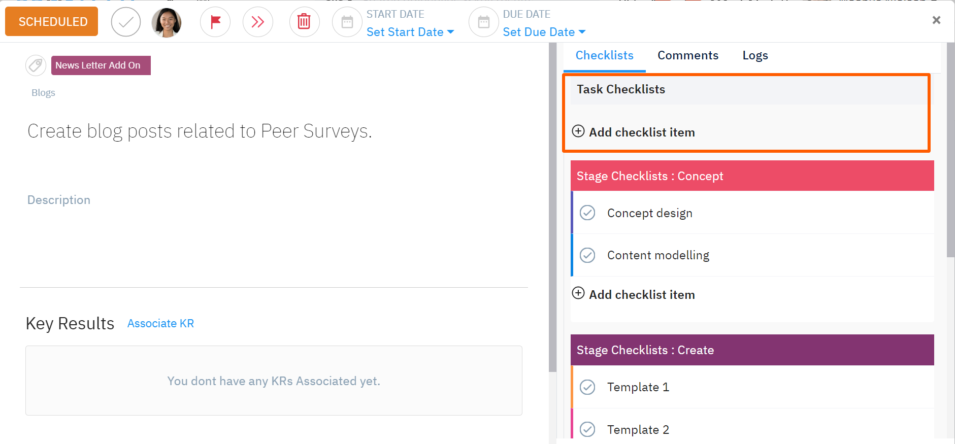 How can users add checklists to their tasks? |Q&A| Profit.co