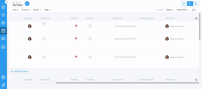 How to create a task from the list view? |Q&A| Profit.co