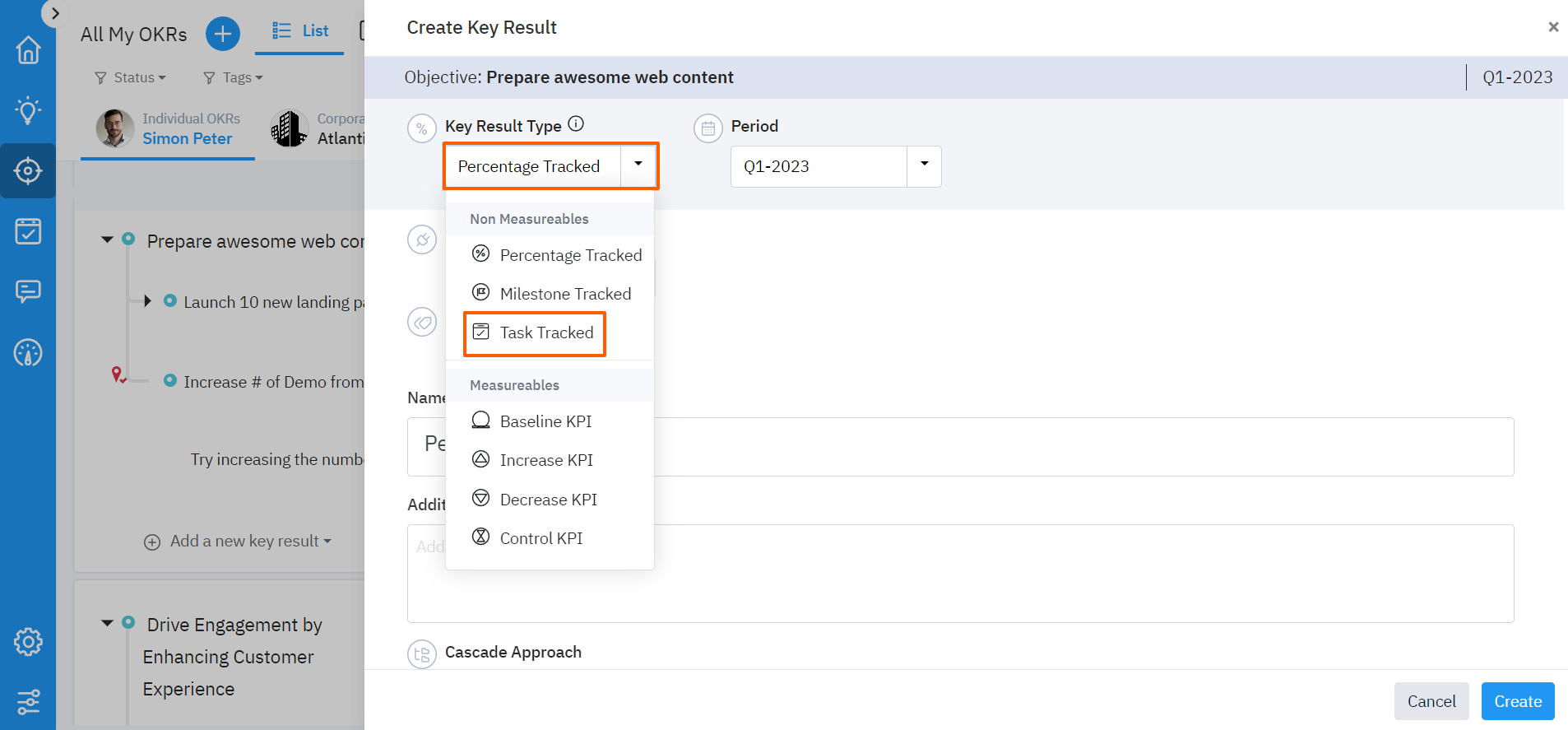 How to display the completed task percentage in Task Tracked Key Result ...