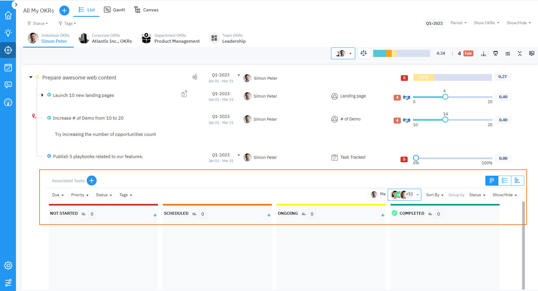 How to display the completed task percentage in Task Tracked Key Result ...