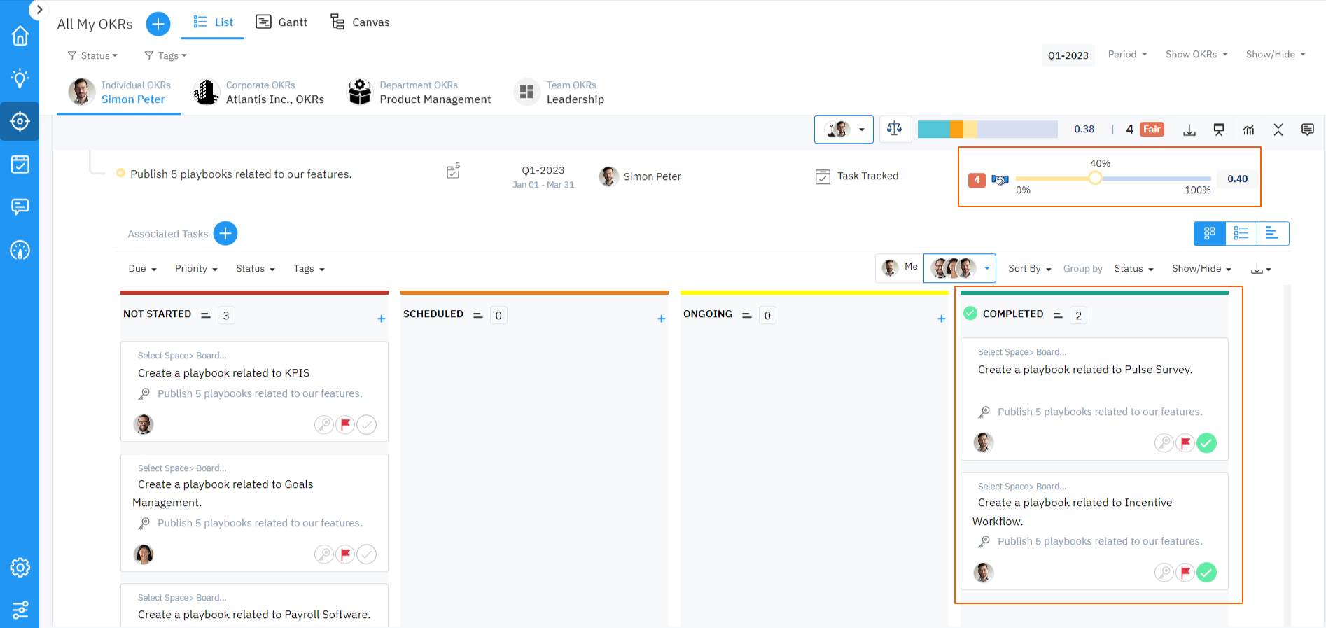 How to display the completed task percentage in Task Tracked Key Result ...