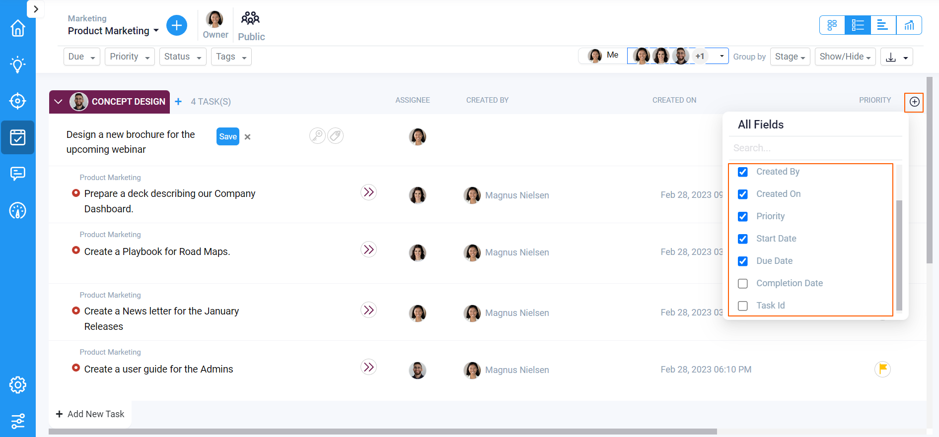 How to create a task from the list view? |Q&A| Profit.co