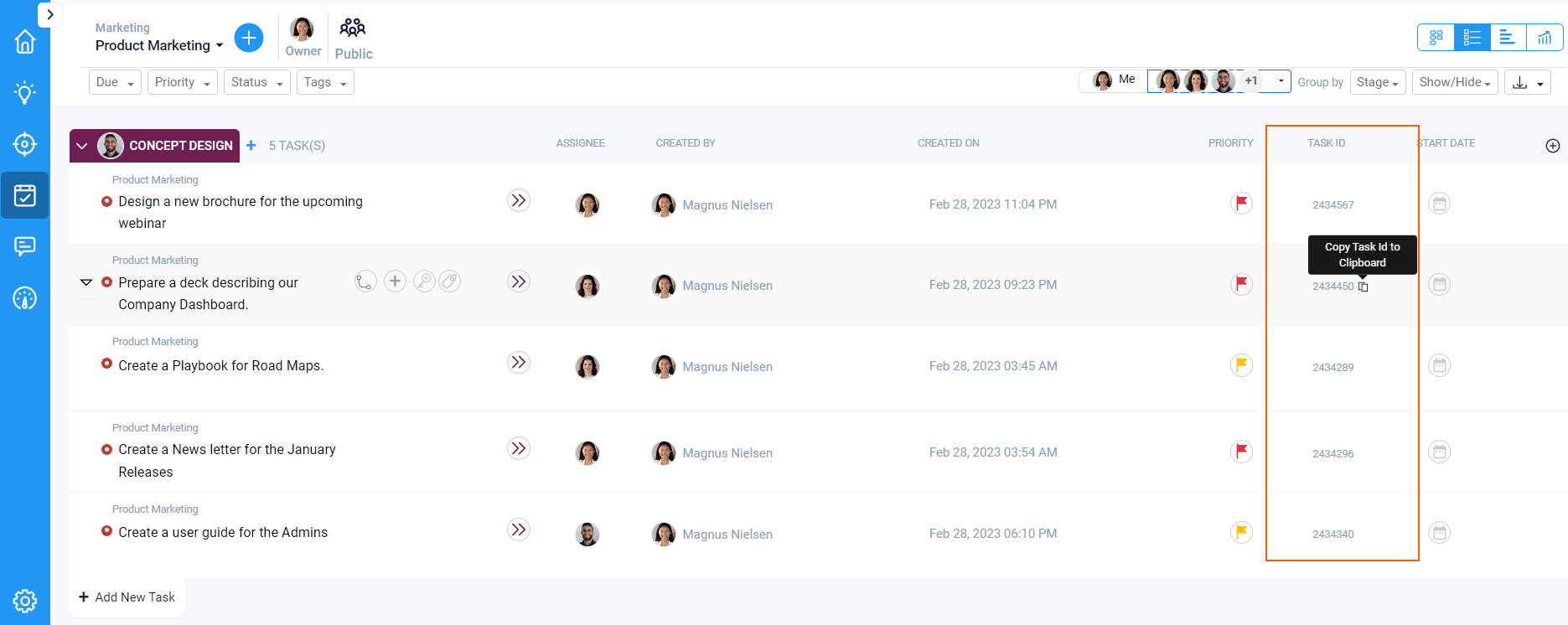 How to create a task from the list view? |Q&A| Profit.co