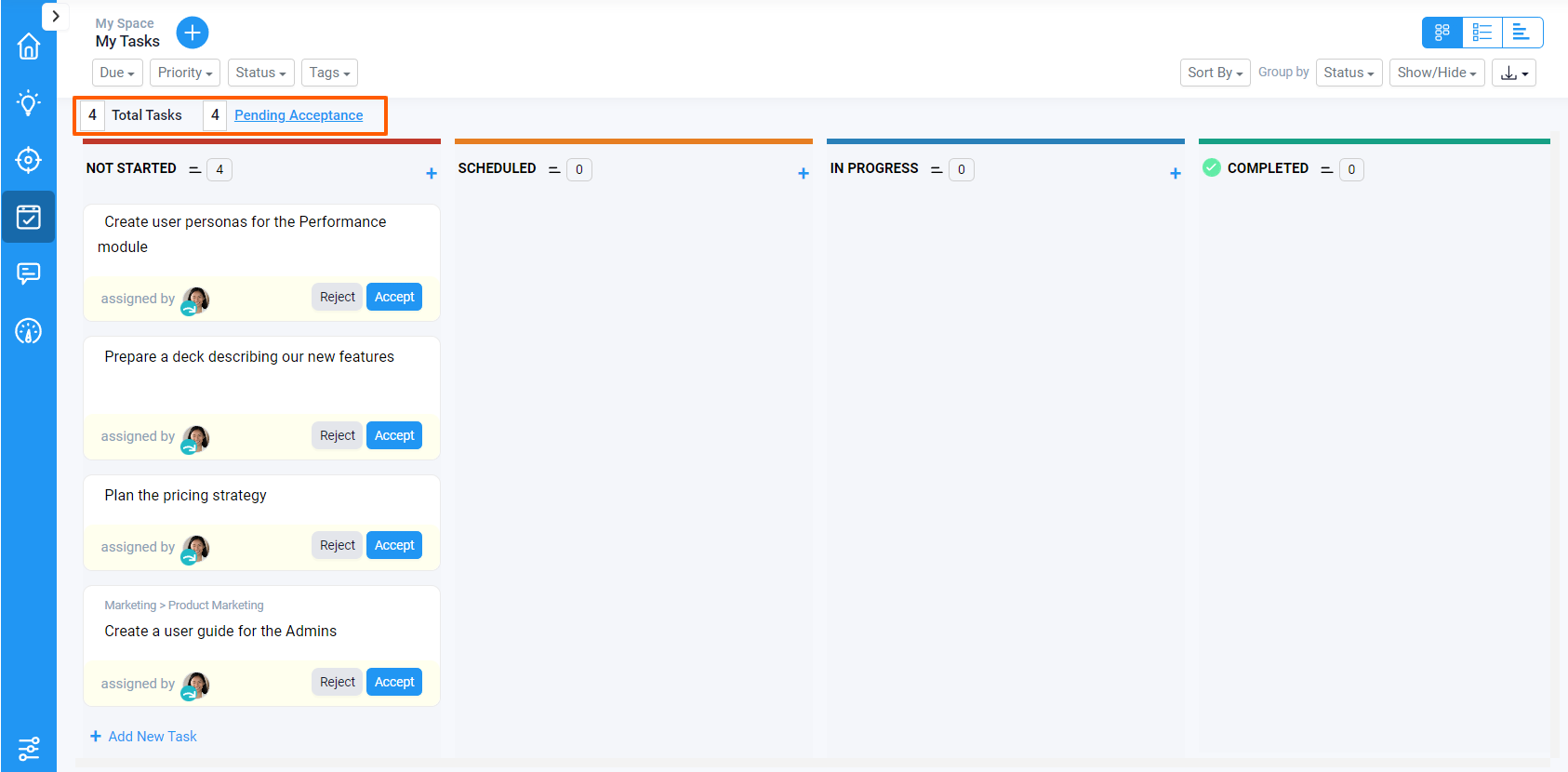 accept/reject tasks |Q&A| Profit.co