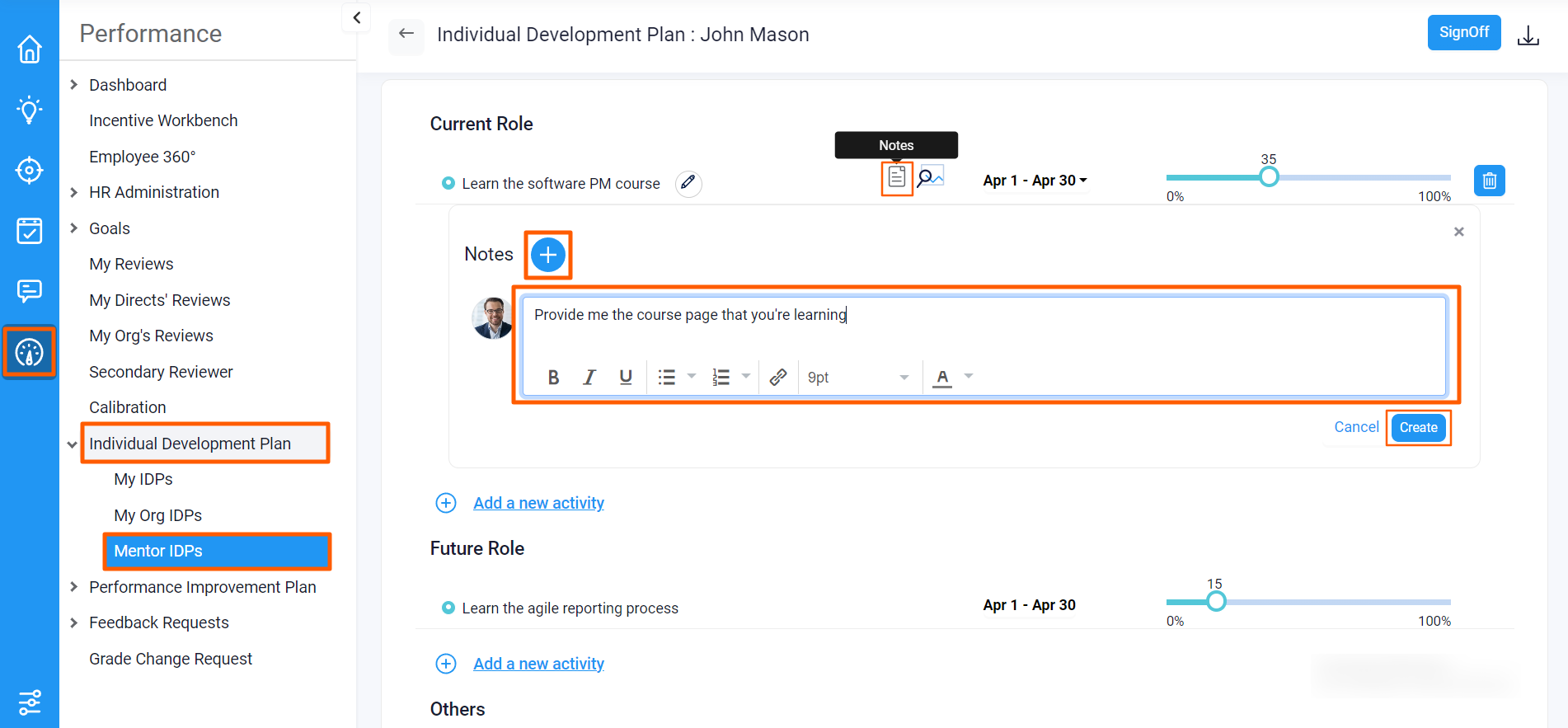 How can a HR or a Mentor add notes on IDP and PIP?|Q&A|Profit.co