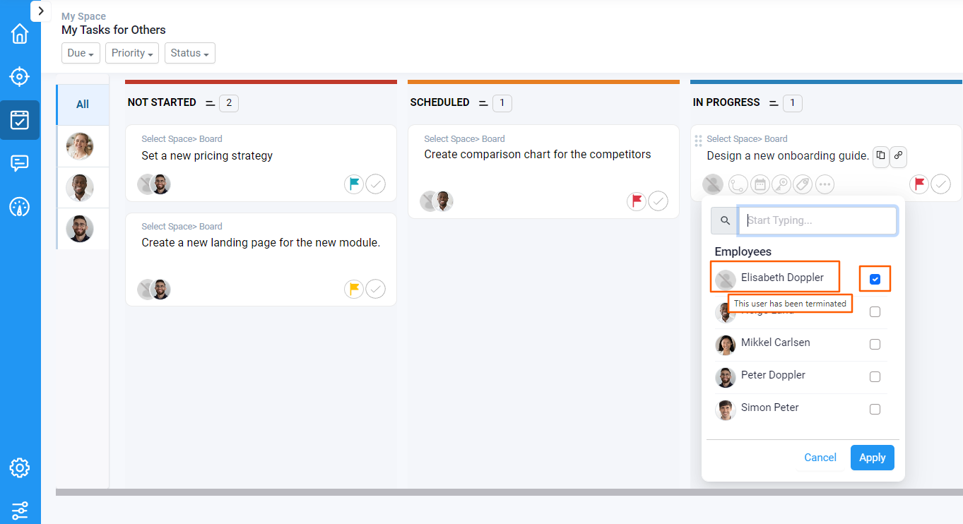 What happens to the terminated user’s task if it’s not assigned to ...