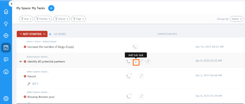 How to create sub tasks for an already existing task?|Q&A|Profit.co