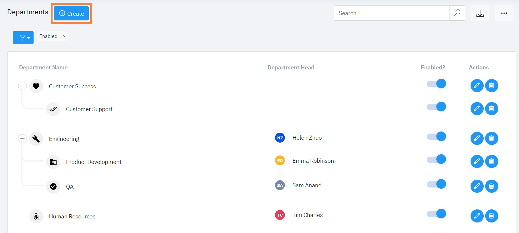 Setup departments and department heads | Profit.co