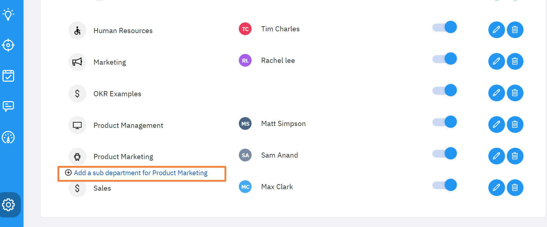 Setup departments and department heads | Profit.co