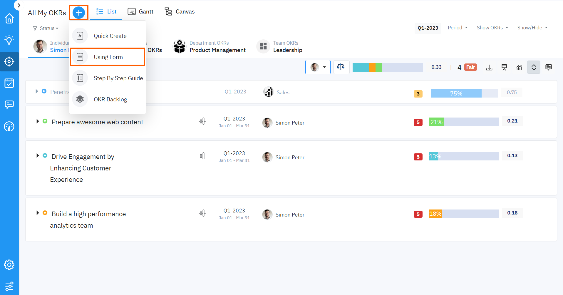 How to create objectives with restricted visibility?|Q&A| Profit.co