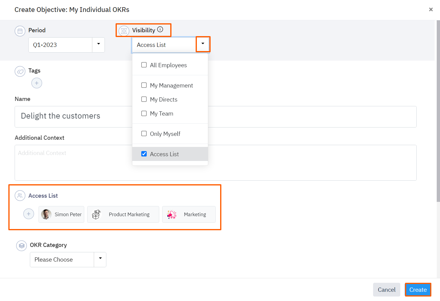 How to create objectives with restricted visibility?|Q&A| Profit.co