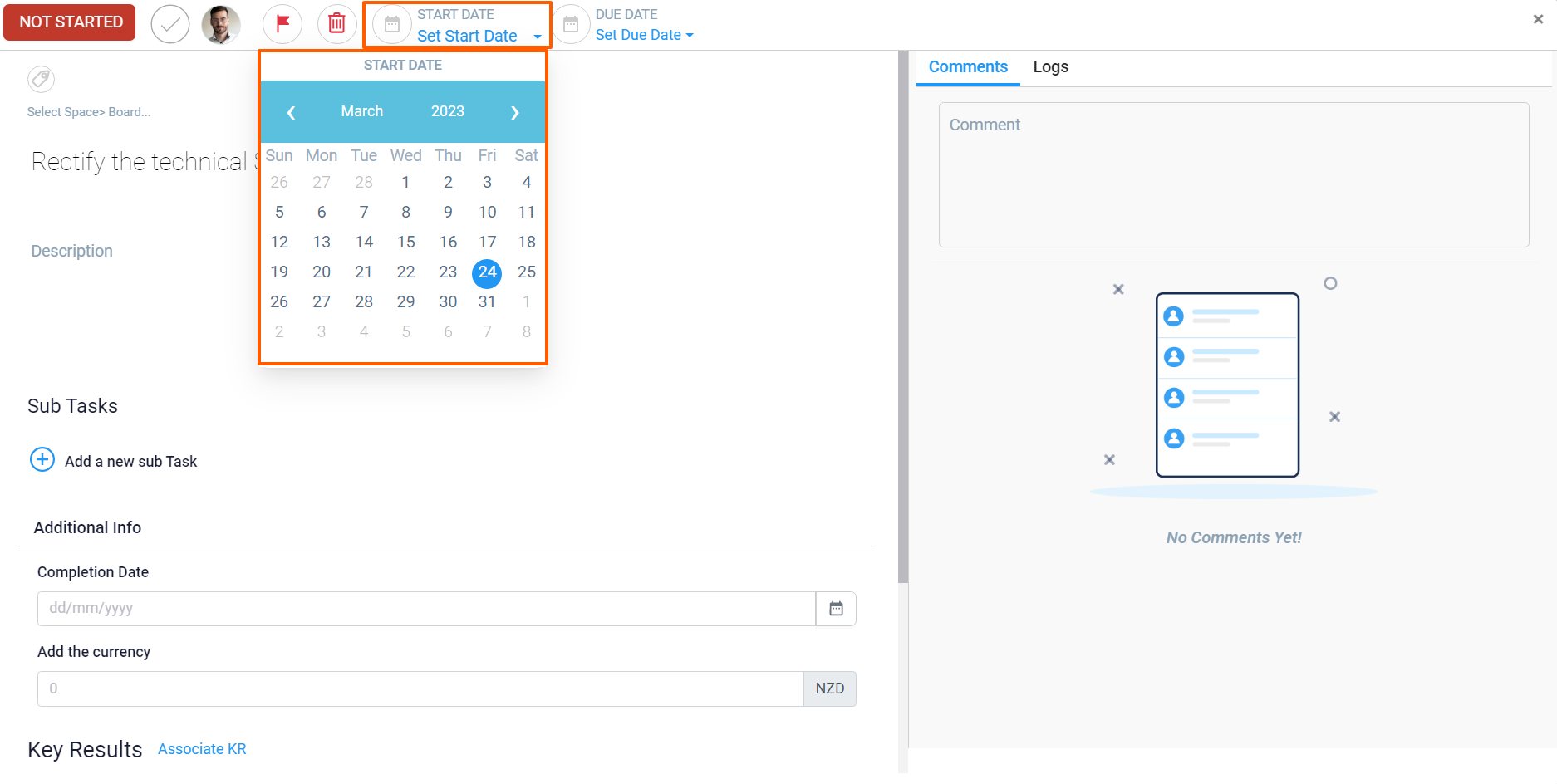 How to set a start date while creating Tasks in Task management?|Q&A ...